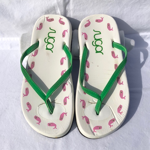 Sugar | Shoes | Vintage 998 Sugar Floaties Flipflops White With Pink ...